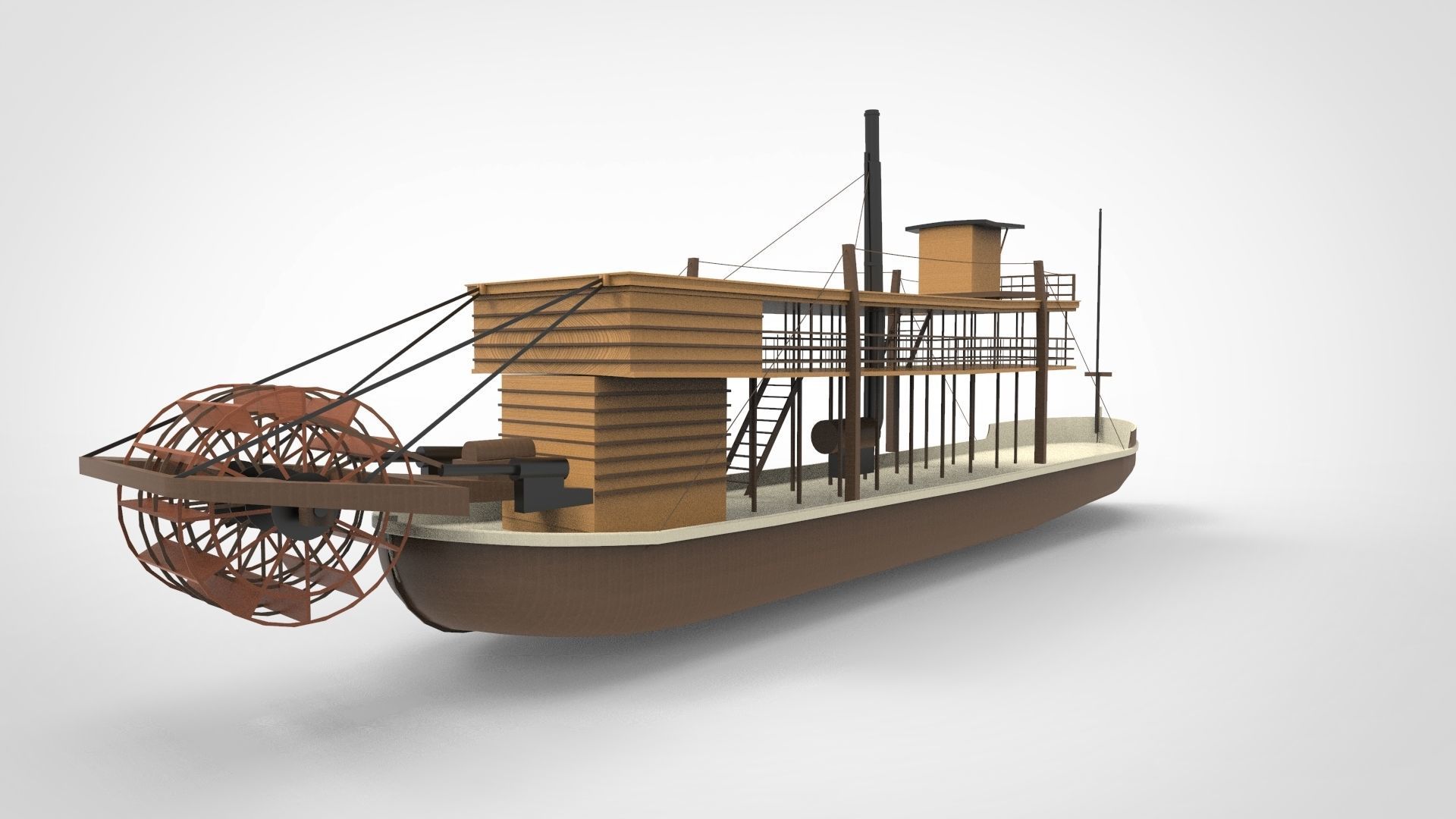 Traditional paddle ships 3D model | CGTrader