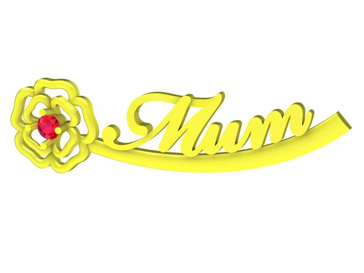 Mum Script Flower Pendant Gold Jewelry 3D Model 6802 3D model 3D ...