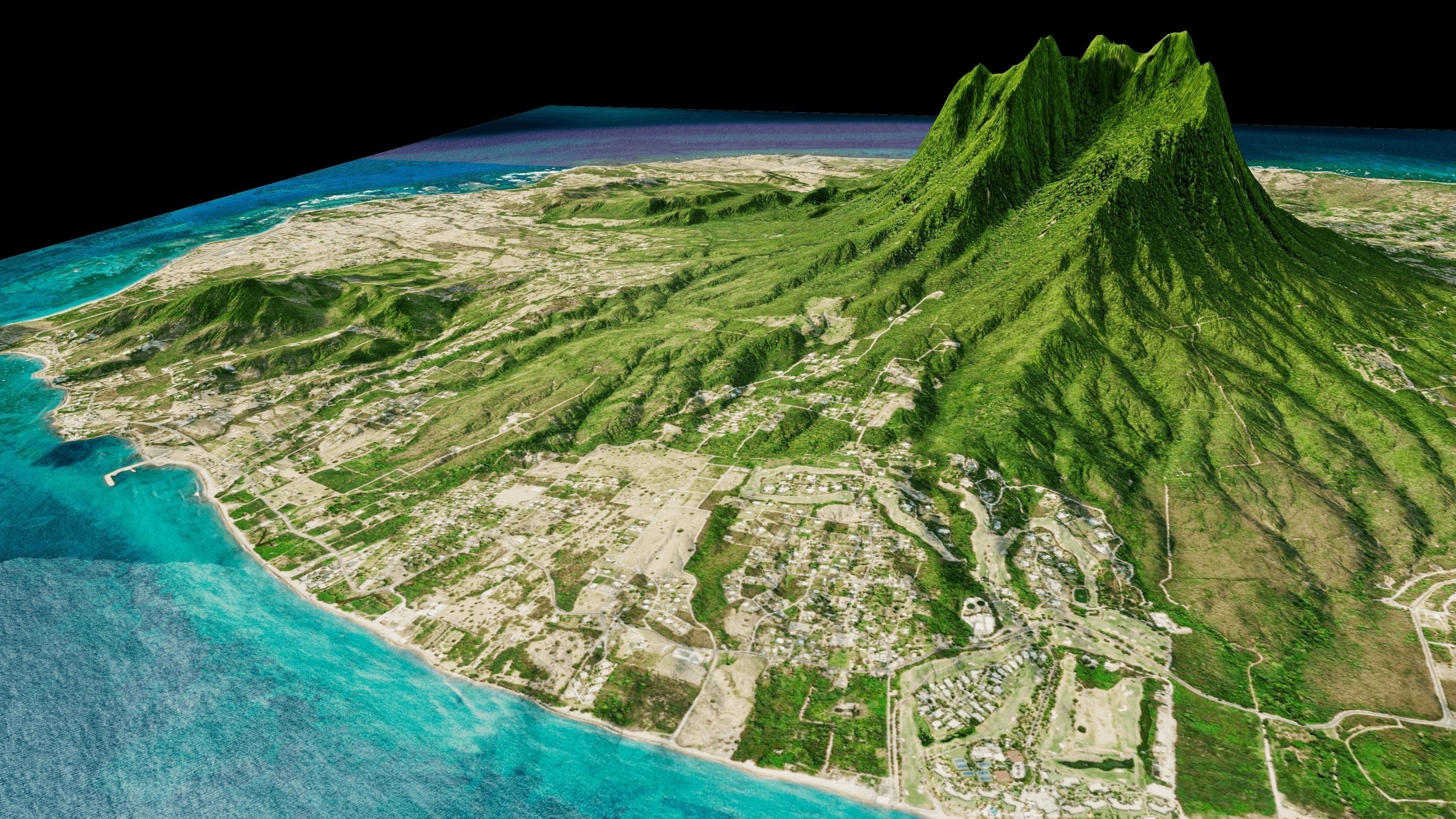 Nevis island in Caribbean 3d model terrain 3D model | CGTrader