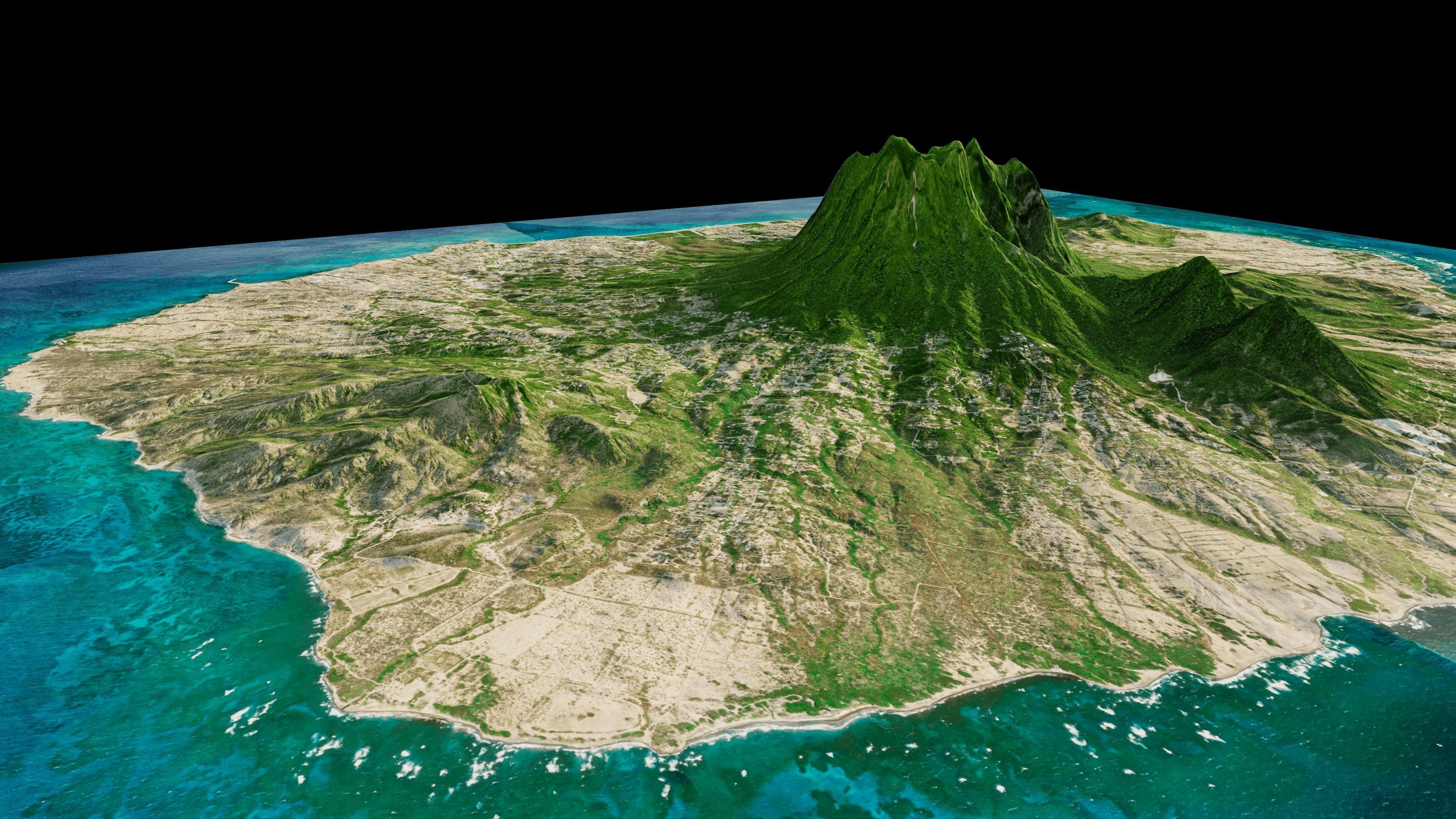Nevis island in Caribbean 3d model terrain 3D model | CGTrader