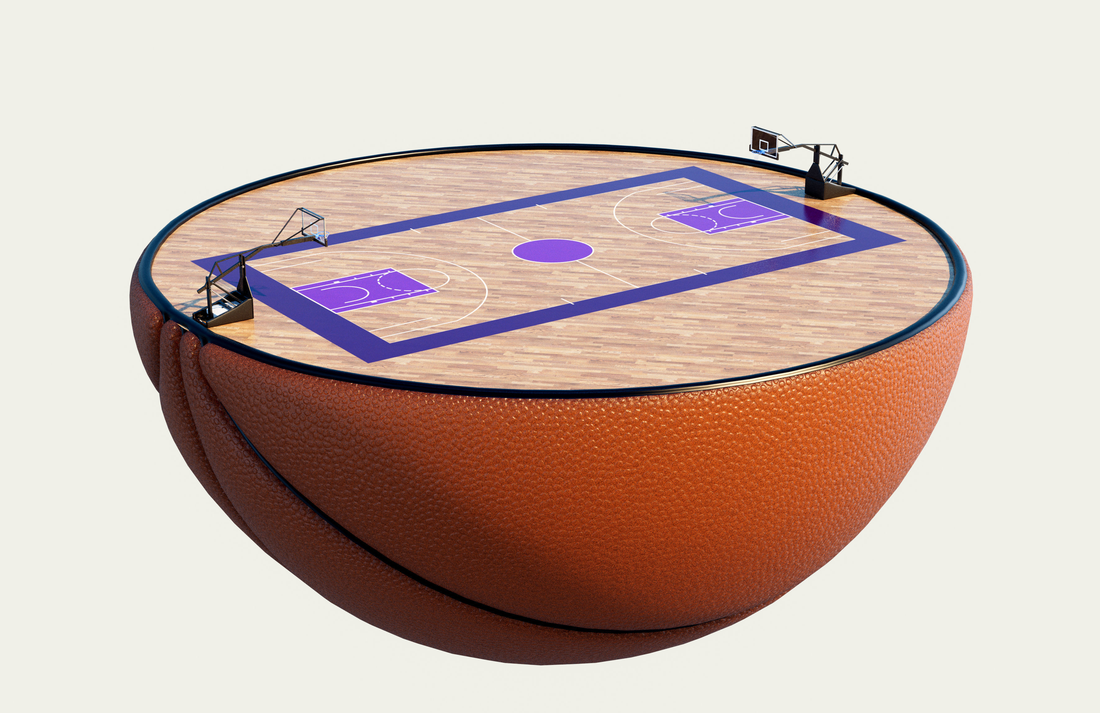 Basketball Half Ball And Basketball Court 3D model | CGTrader