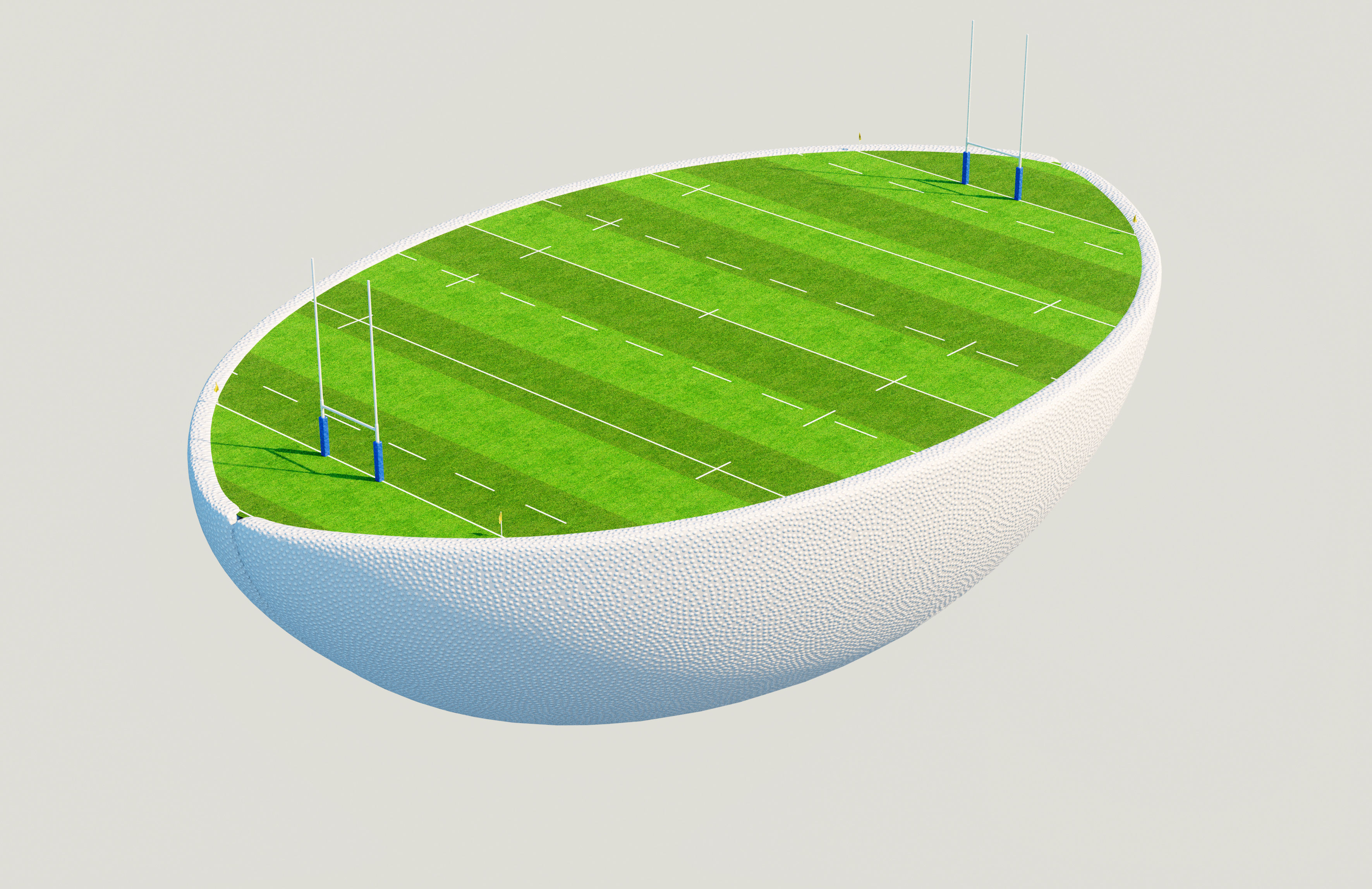Rugby Half Ball And Rugby Field 3D model | CGTrader