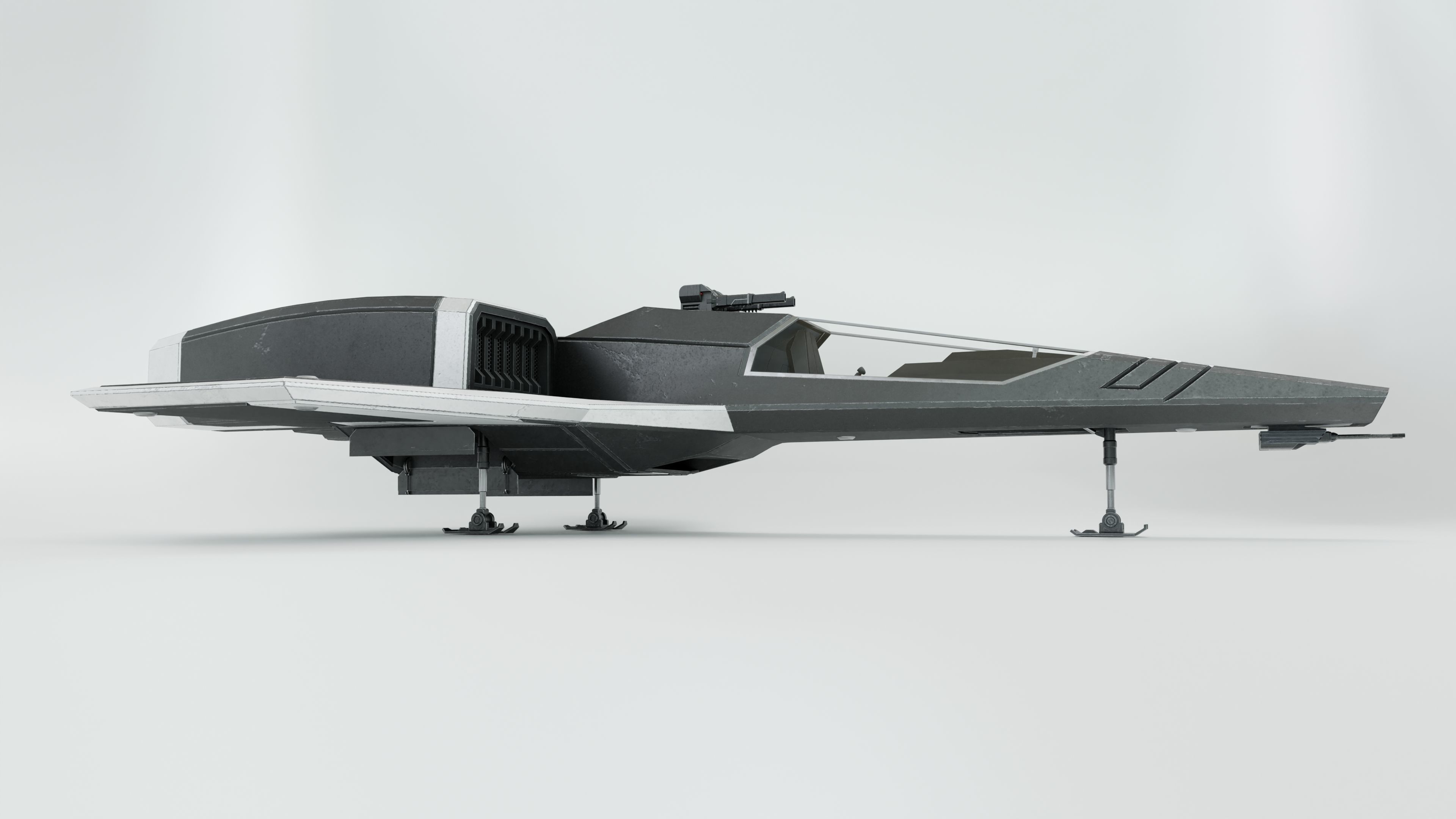 3D model Sci Fi Fighter Jet with Interior Cockpit VR / AR / low-poly ...