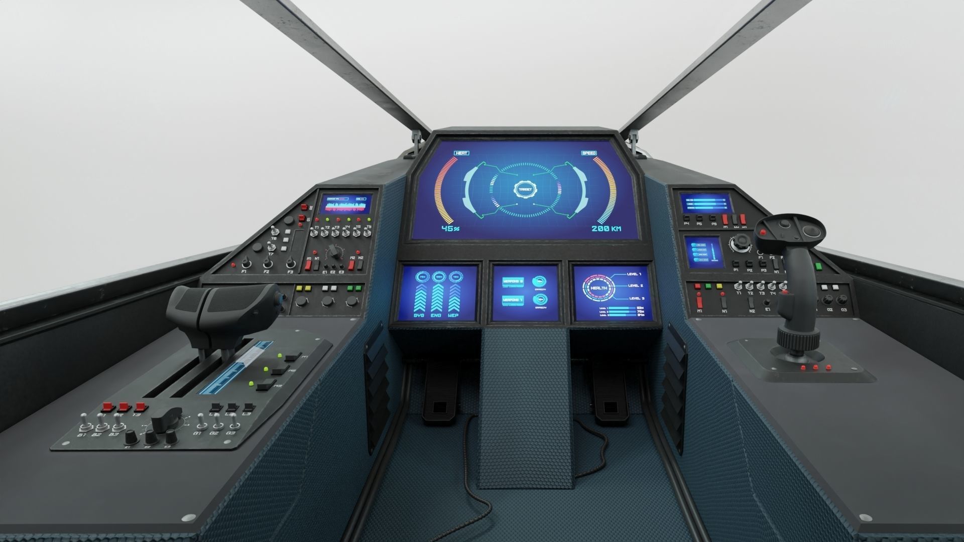 3D model Sci Fi Fighter Jet with Interior Cockpit VR / AR / low-poly ...