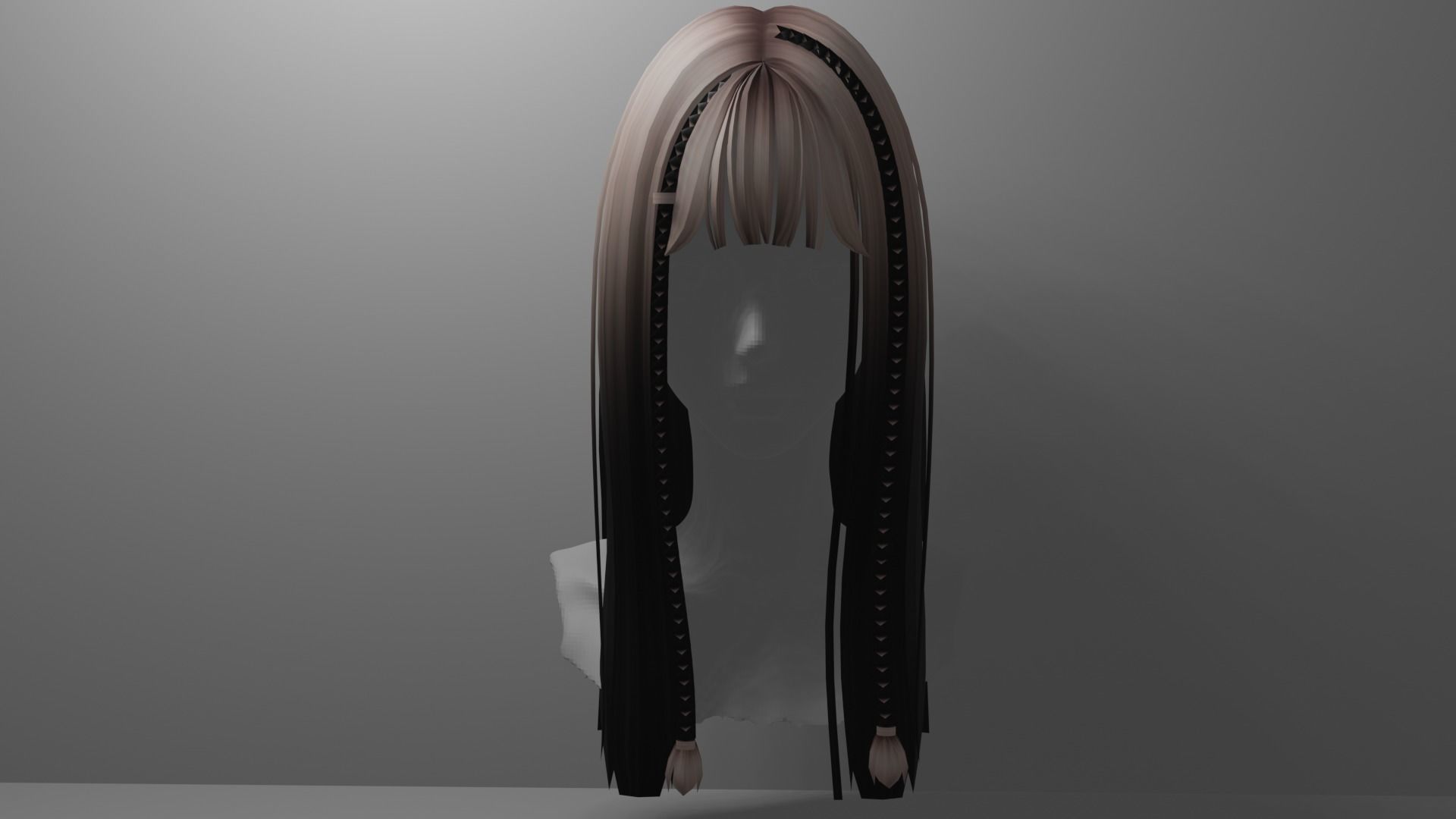 3D model Hair long cute y2k girl and 17 color textures VR / AR / low ...