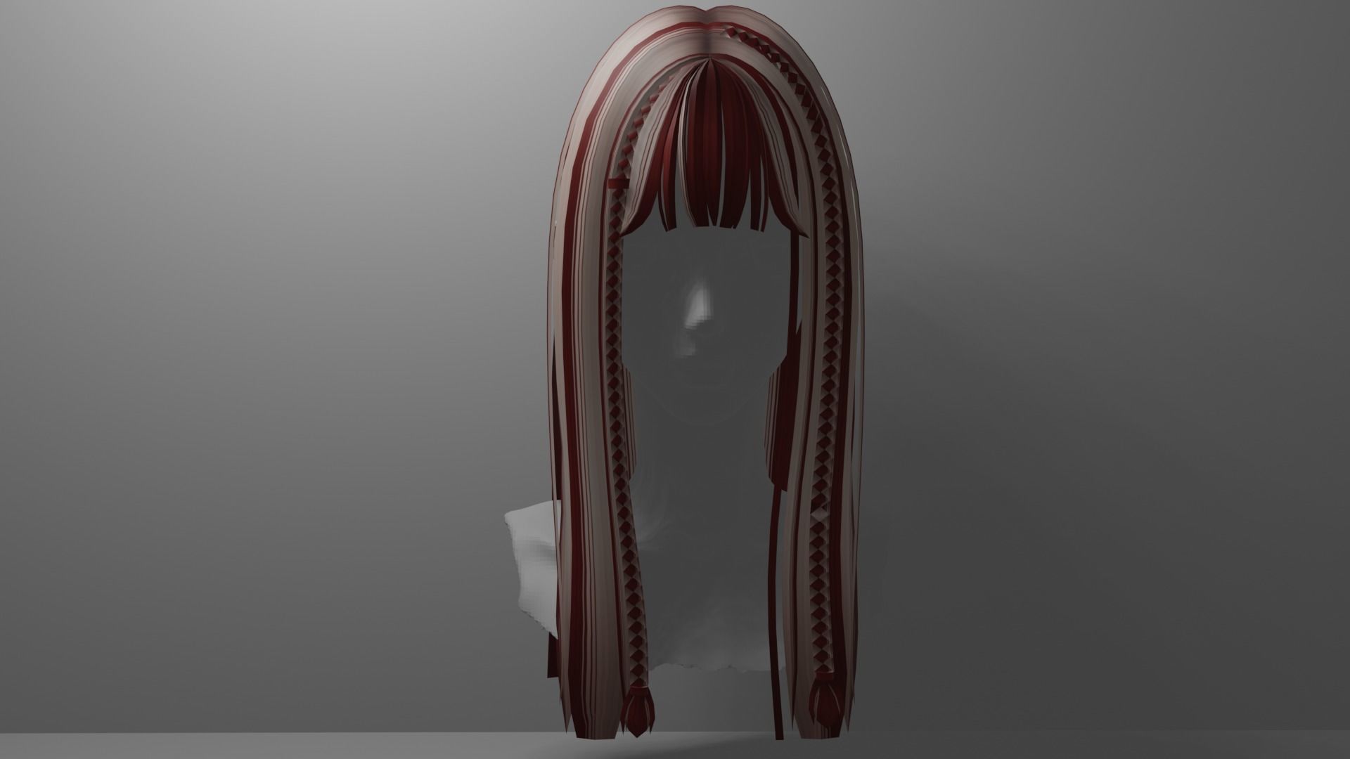 3D model Hair long cute y2k girl and 17 color textures VR / AR / low ...