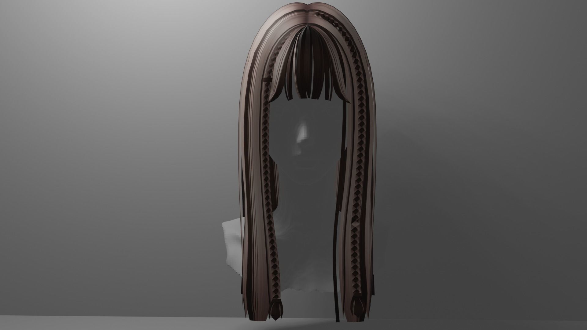 3D model Hair long cute y2k girl and 17 color textures VR / AR / low ...