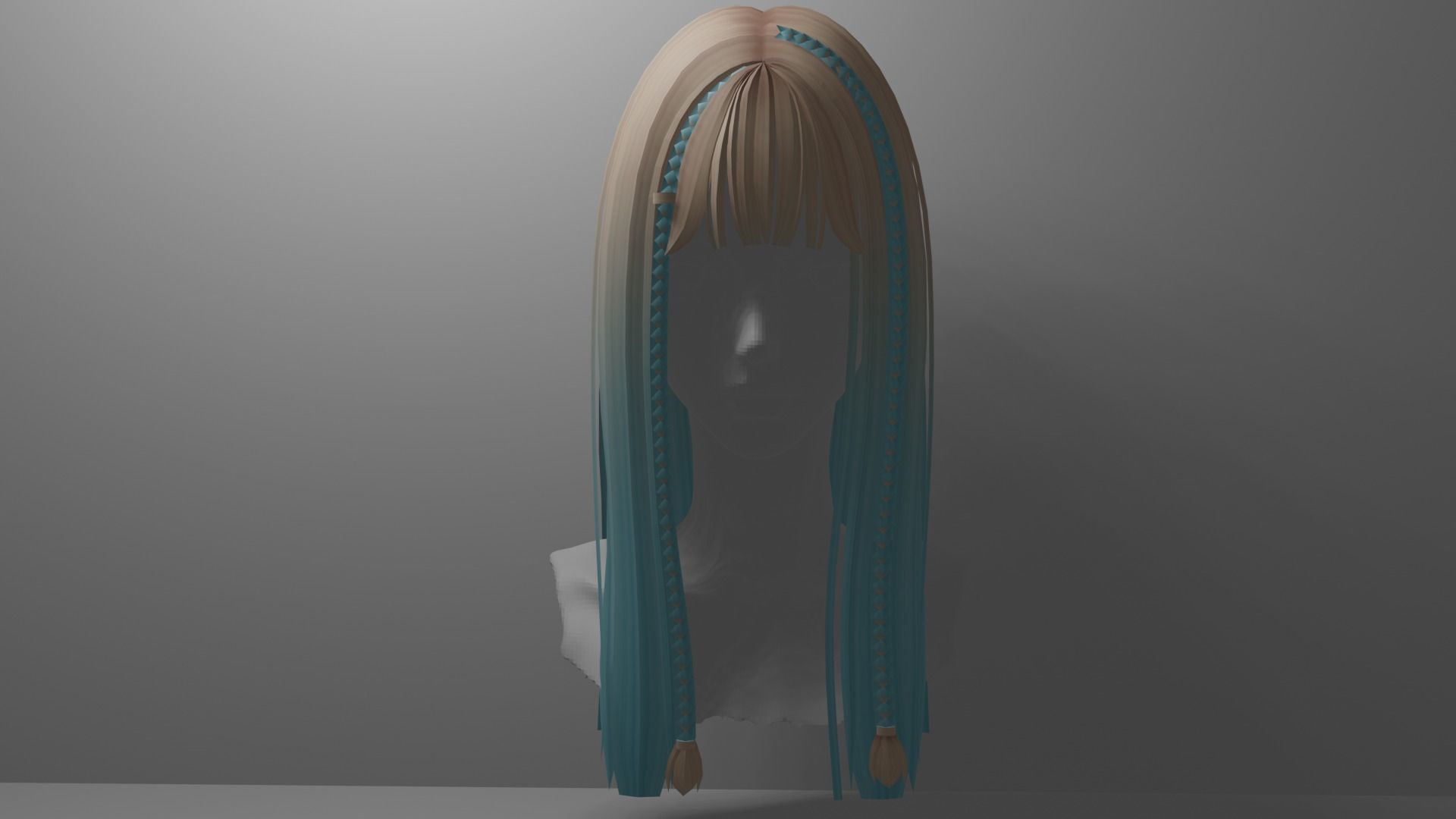 3D model Hair long cute y2k girl and 17 color textures VR / AR / low ...