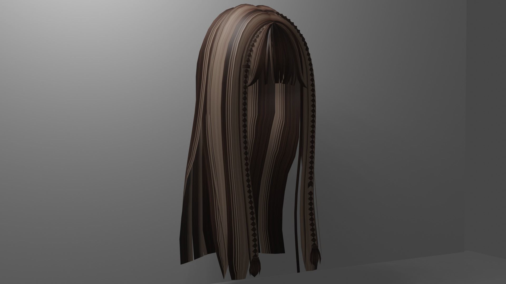 3D model Hair long cute y2k girl and 17 color textures VR / AR / low ...