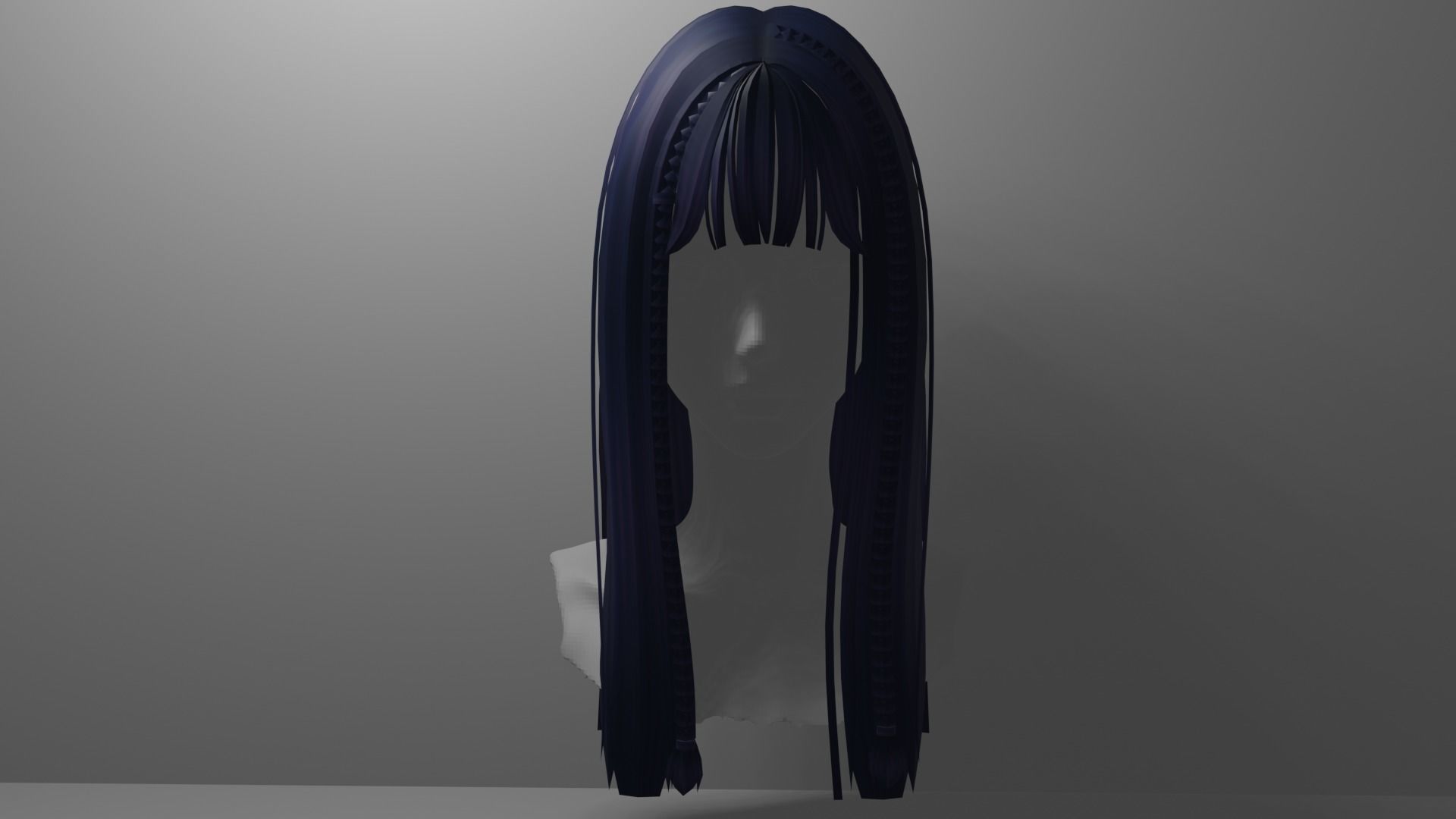 3D model Hair long cute y2k girl and 17 color textures VR / AR / low ...