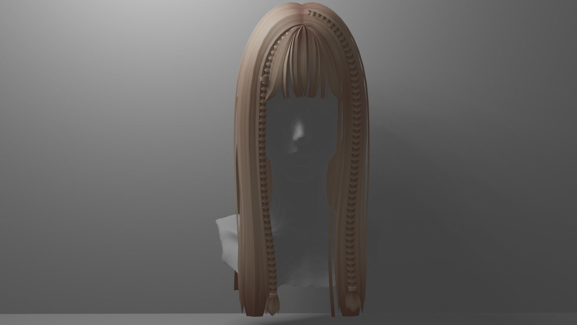 3D model Hair long cute y2k girl and 17 color textures VR / AR / low ...