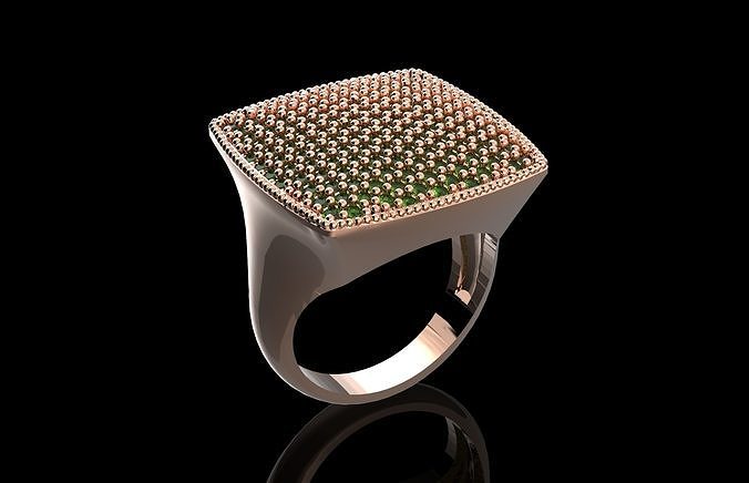 Square Fashion Ring With Brilliants 3D Print Model 3D model 3D ...