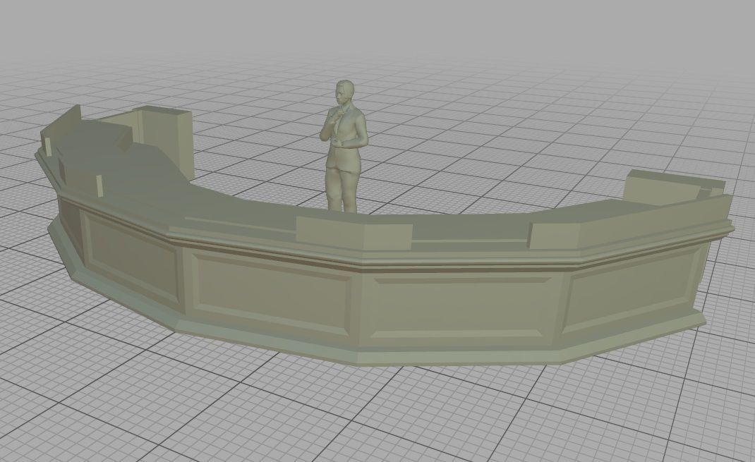 HO Scale Circular Reception Desk free 3D model 3D printable | CGTrader