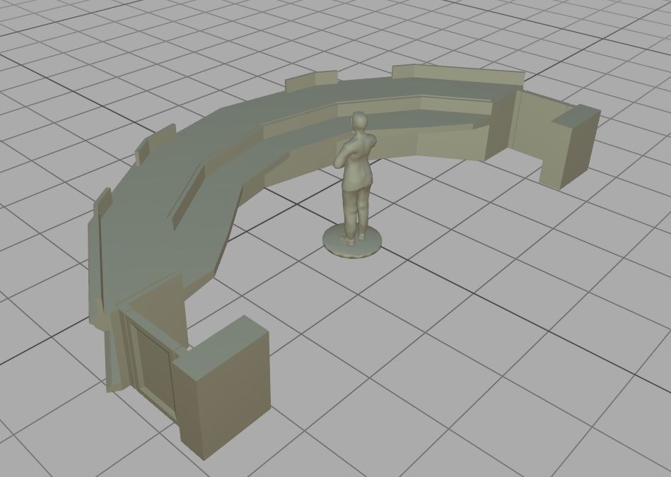 HO Scale Circular Reception Desk free 3D model 3D printable | CGTrader