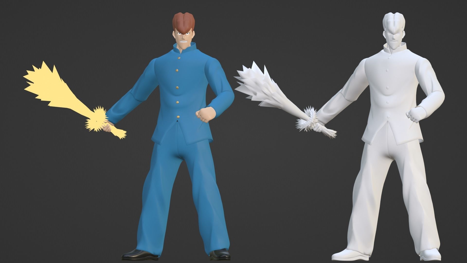Kazuma Kuwabara - YuYu Hakusho 3D model rigged | CGTrader
