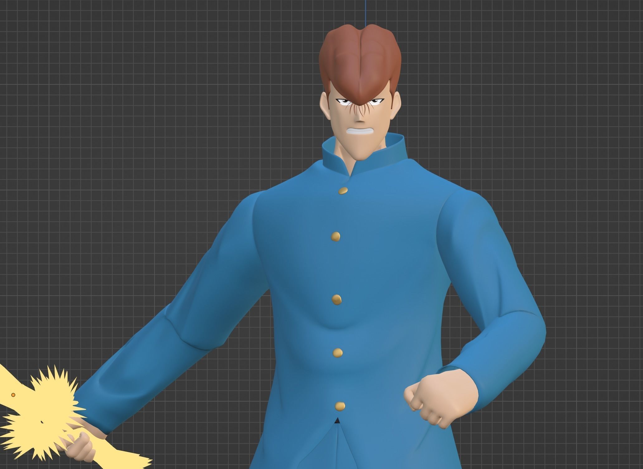 Kazuma Kuwabara - YuYu Hakusho 3D model rigged | CGTrader