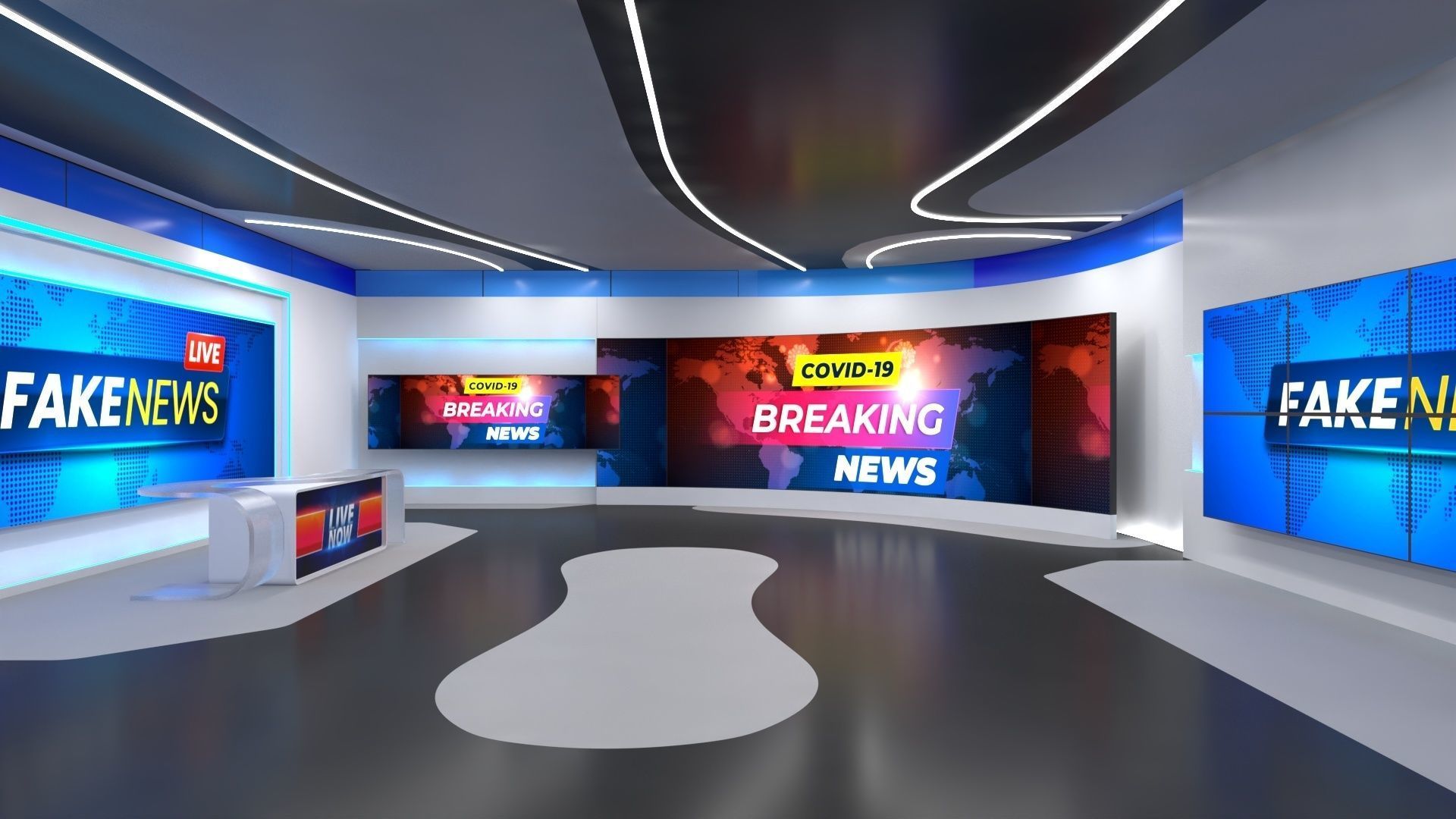 Virtual TV News Studio 3D model | CGTrader
