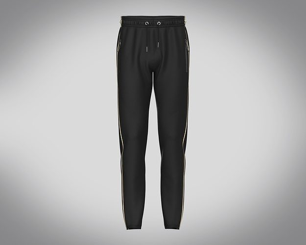 Track Pants-Black And Gold 3D model | CGTrader