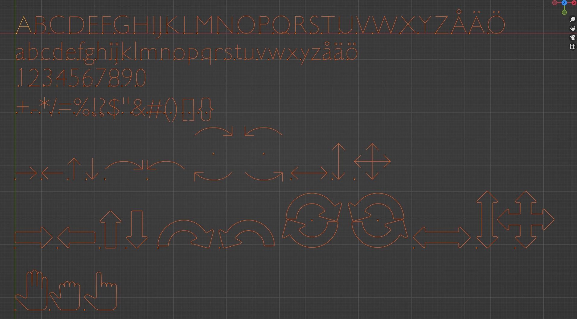 Custom rig controllers and Curve alphabet free 3D model | CGTrader
