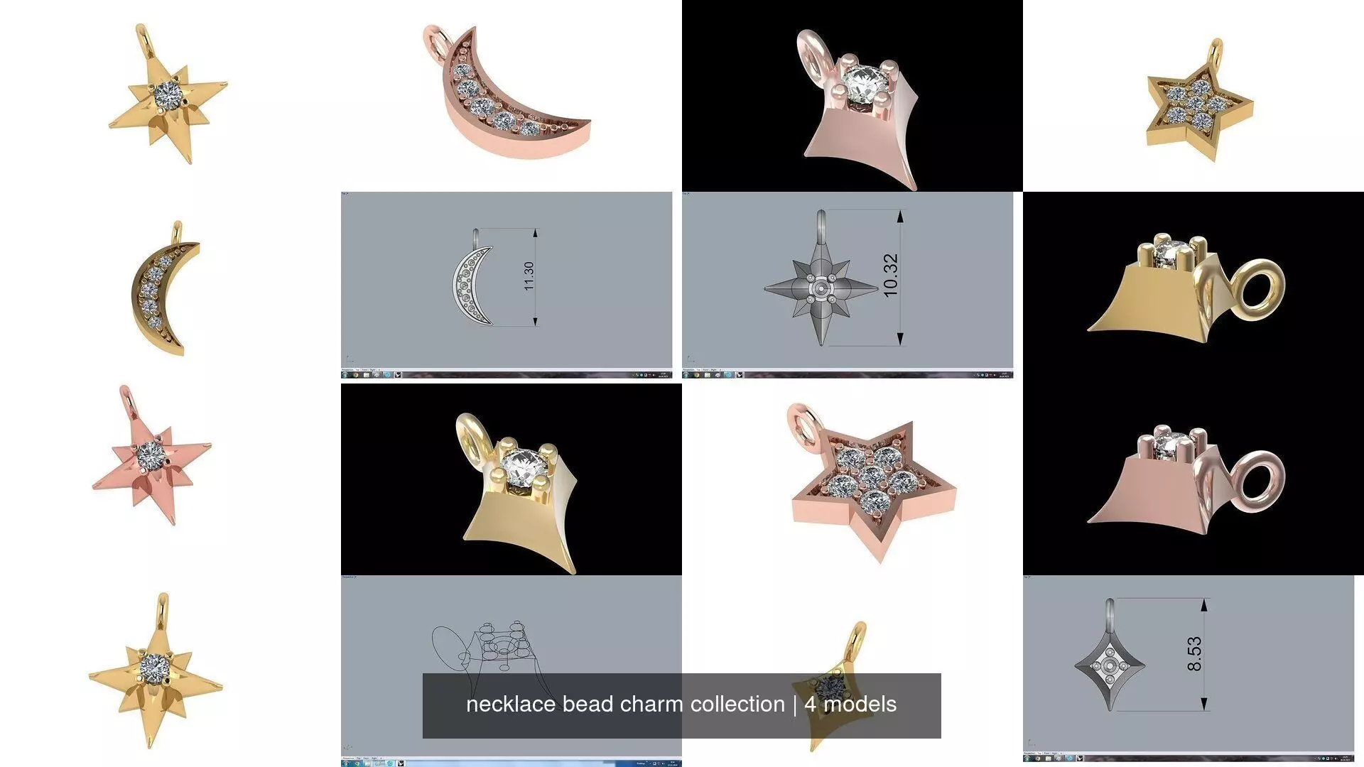 necklace bead charm collection 3D Model Pack 3D printable | CGTrader