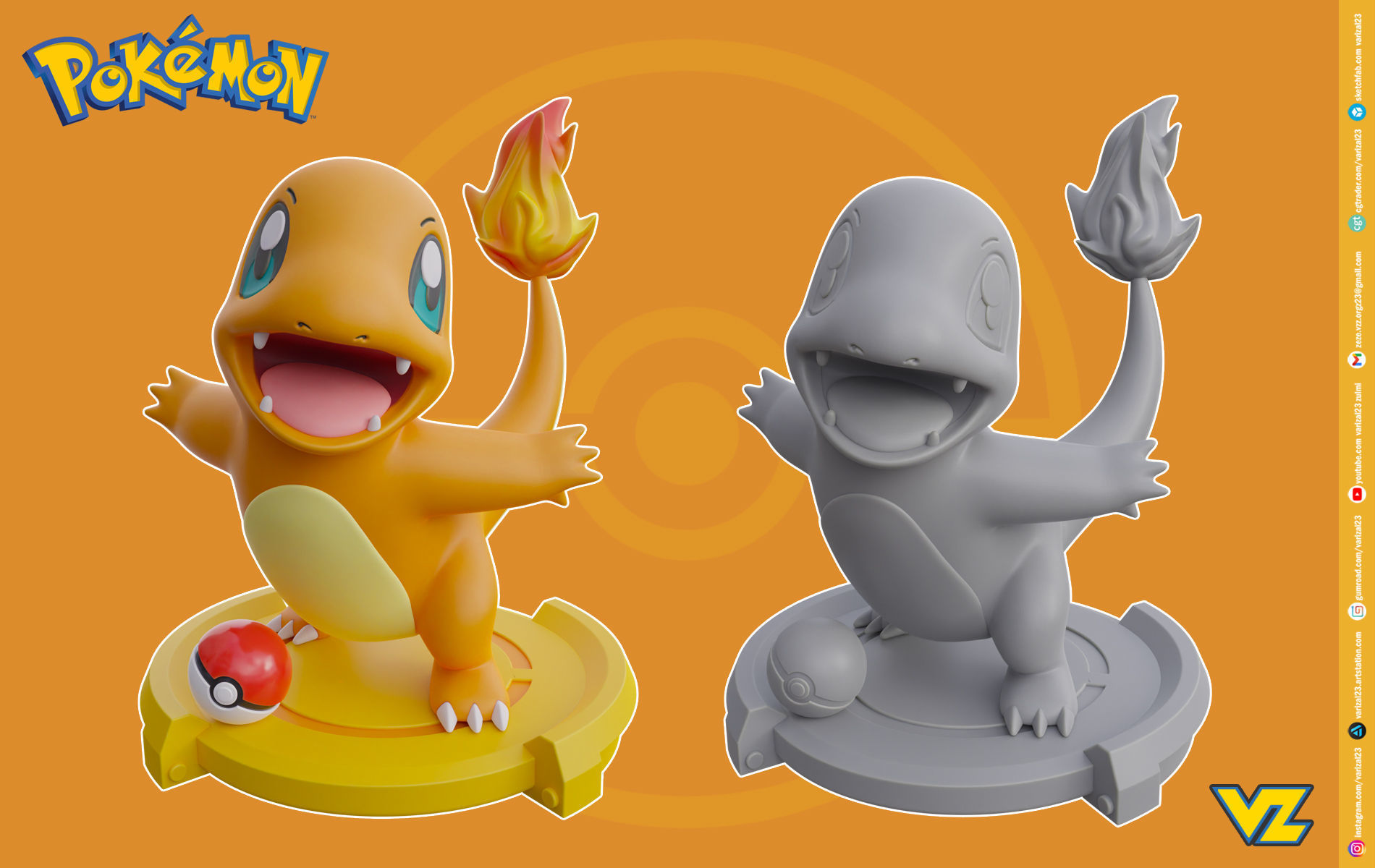 Pokemon - Charmander 3D model 3D printable | CGTrader
