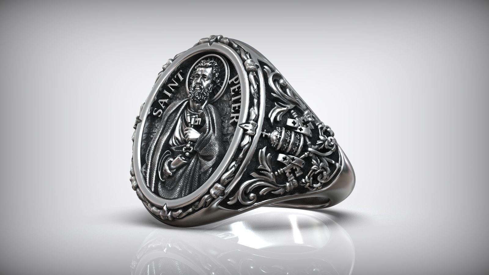 Saint Peter Apostle Keys of Heaven Shield Christian Signet 3D model 3D ...