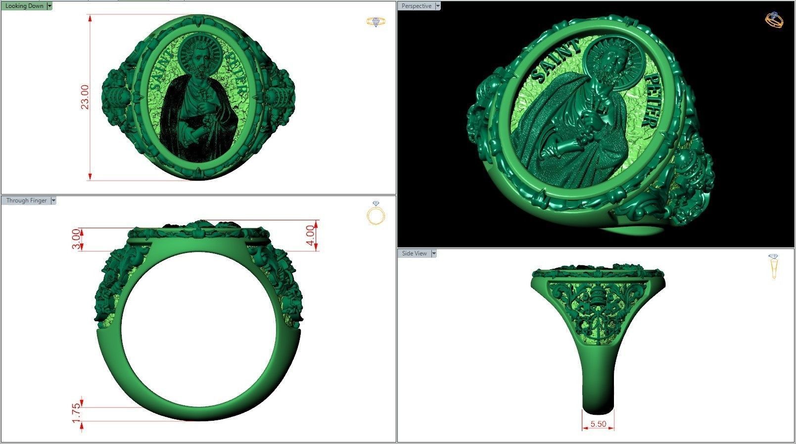 Saint Peter Apostle Keys of Heaven Shield Christian Signet 3D model 3D ...