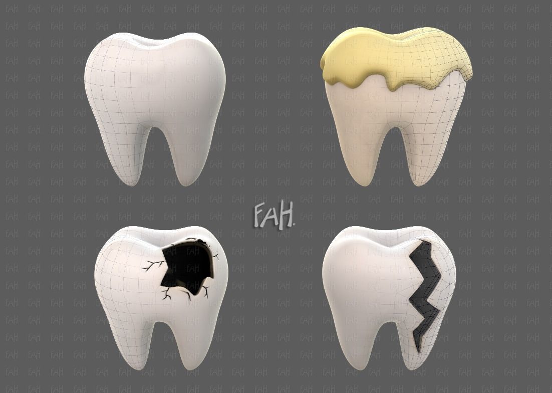 3D model Teeth Cartoon V03 VR / AR / low-poly | CGTrader