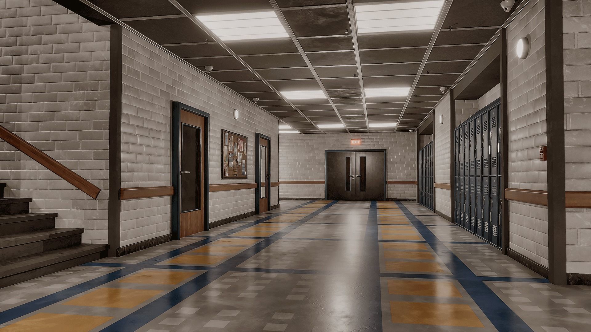 3D model UE5 - SCHOOL HALLWAY VR / AR / low-poly | CGTrader