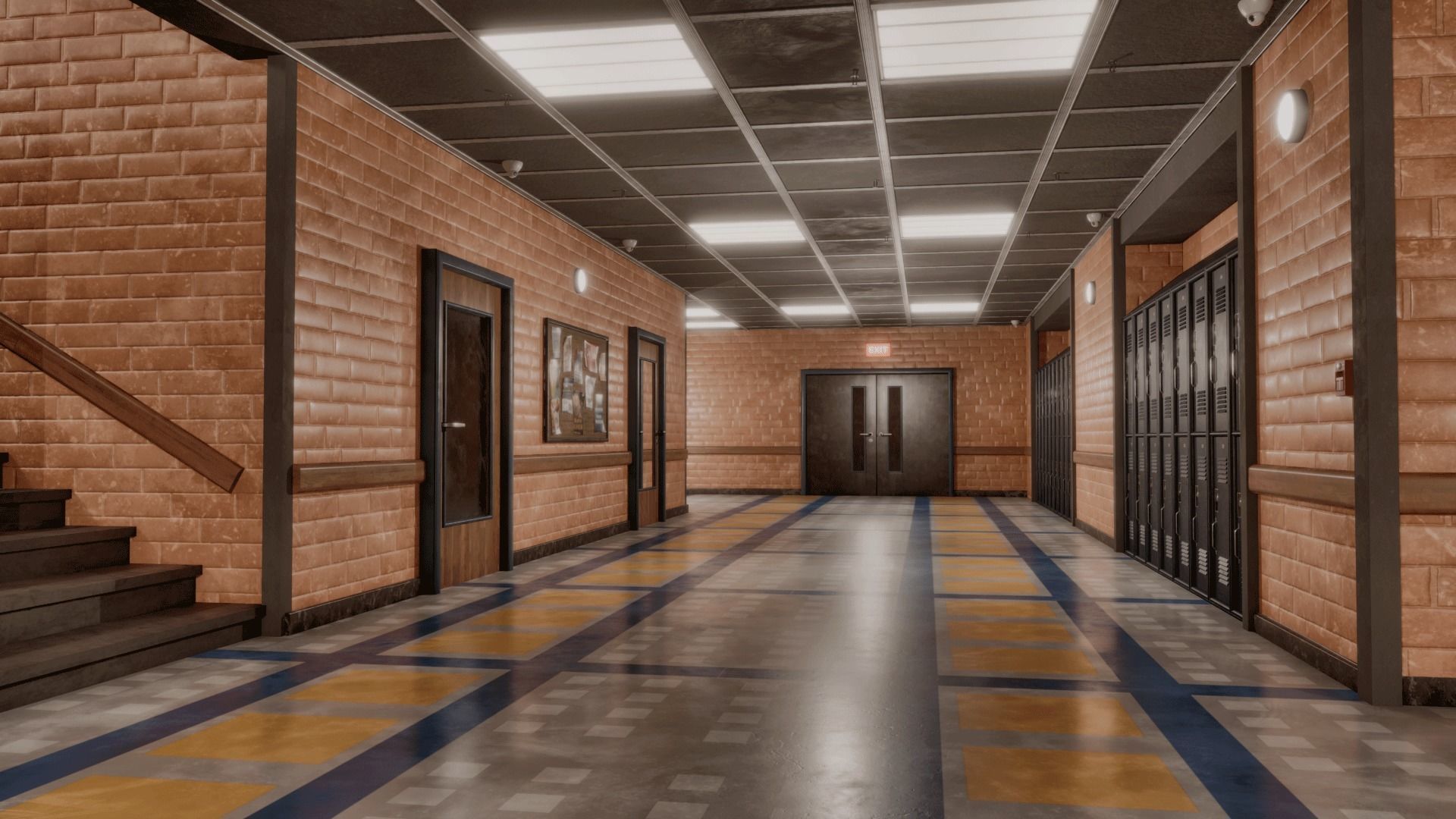 3D model UE5 - SCHOOL HALLWAY VR / AR / low-poly | CGTrader