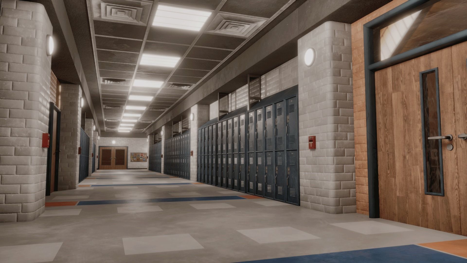 3D model UE5 - SCHOOL HALLWAY VR / AR / low-poly | CGTrader