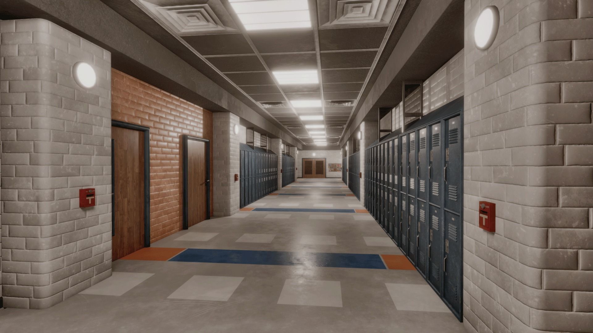 3D model UE5 - SCHOOL HALLWAY VR / AR / low-poly | CGTrader