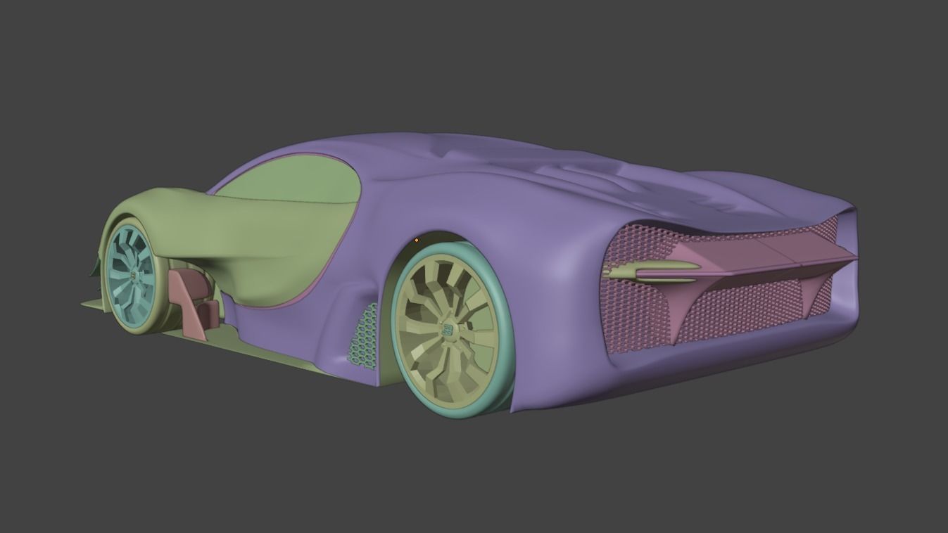3D model Bugatti Chiron Pur Sport 3D Model in Blender STL FBX File ...