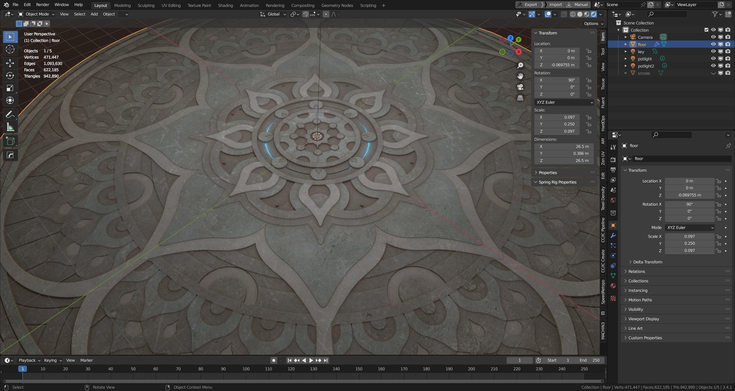 Lotus pattern base platform floor base platform 3D model | CGTrader