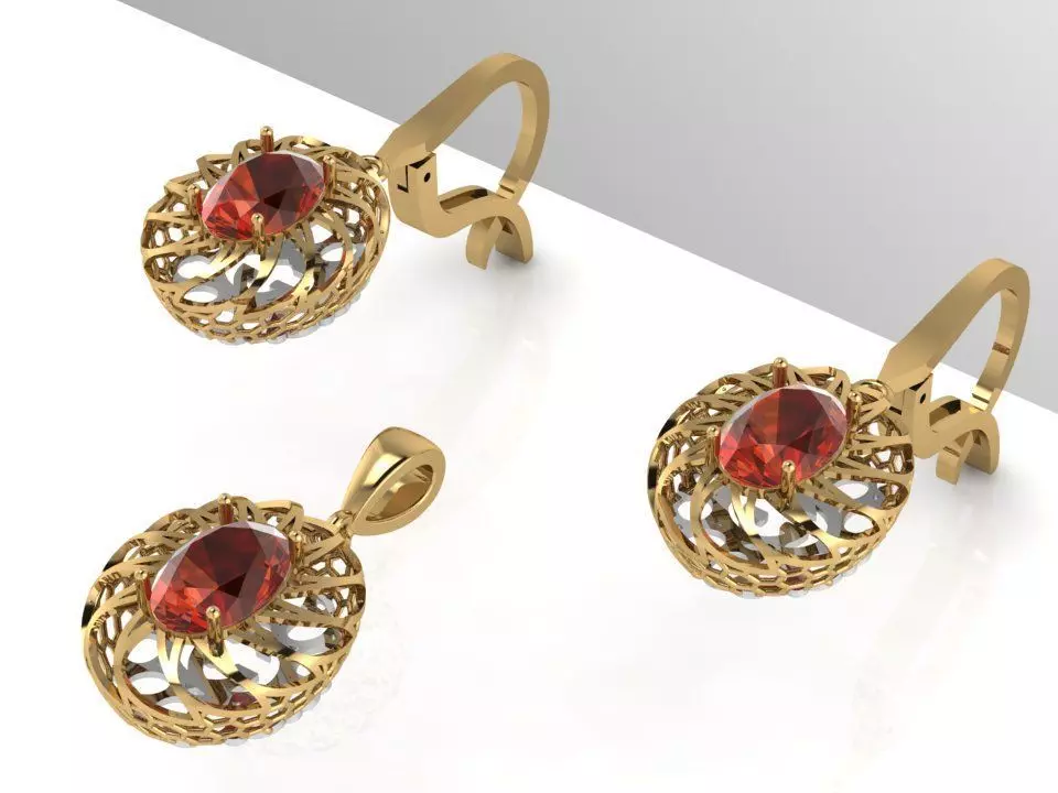 Necklace and earrings 3D model 3D printable | CGTrader