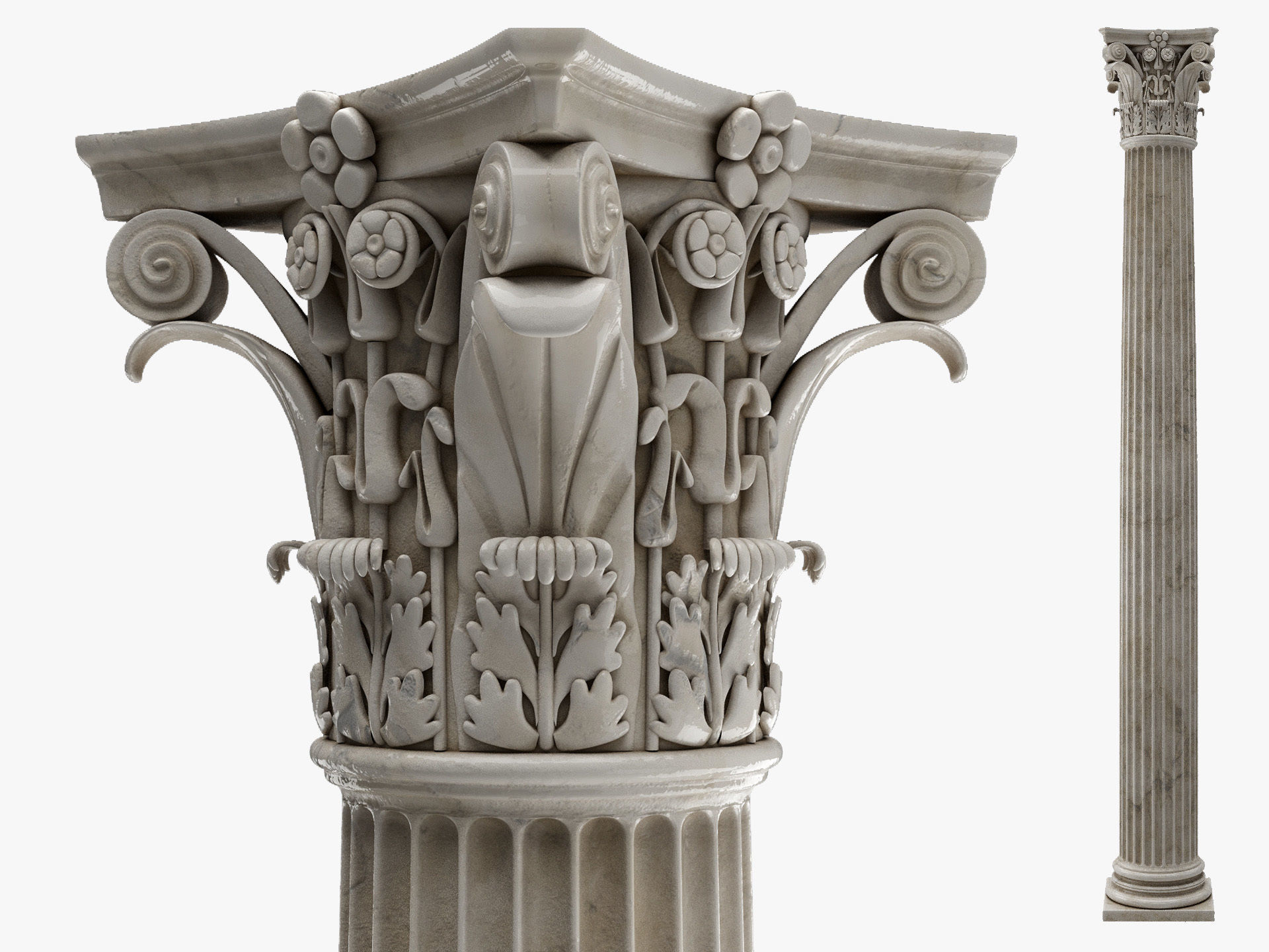 3D model Roman Column High and LowPoly Version VR / AR / low-poly ...
