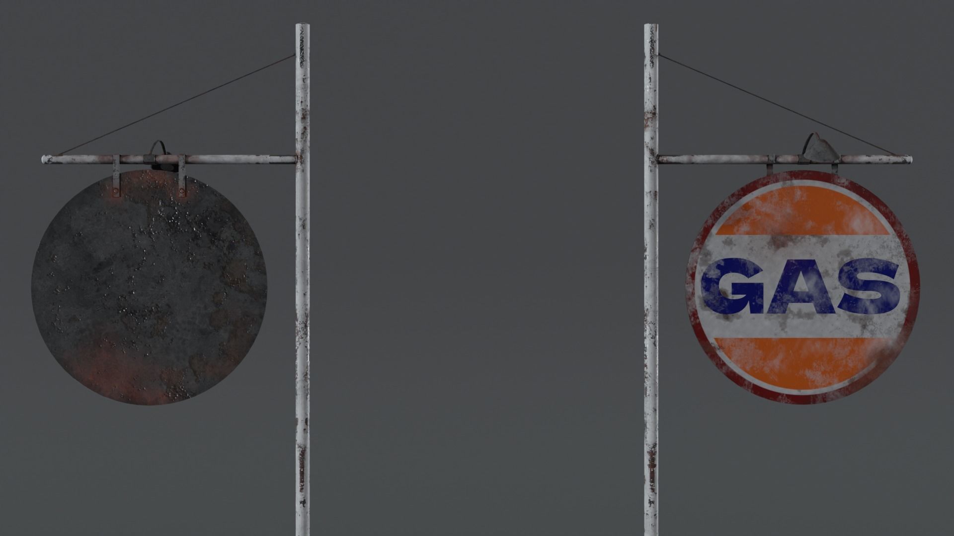3D model Vintage Gas Station Pole Sign - GameReady VR / AR / low-poly ...