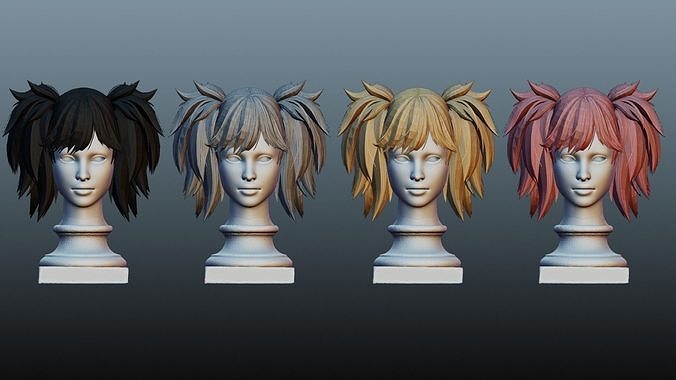 3D model Female hair 4 colors VR / AR / low-poly | CGTrader