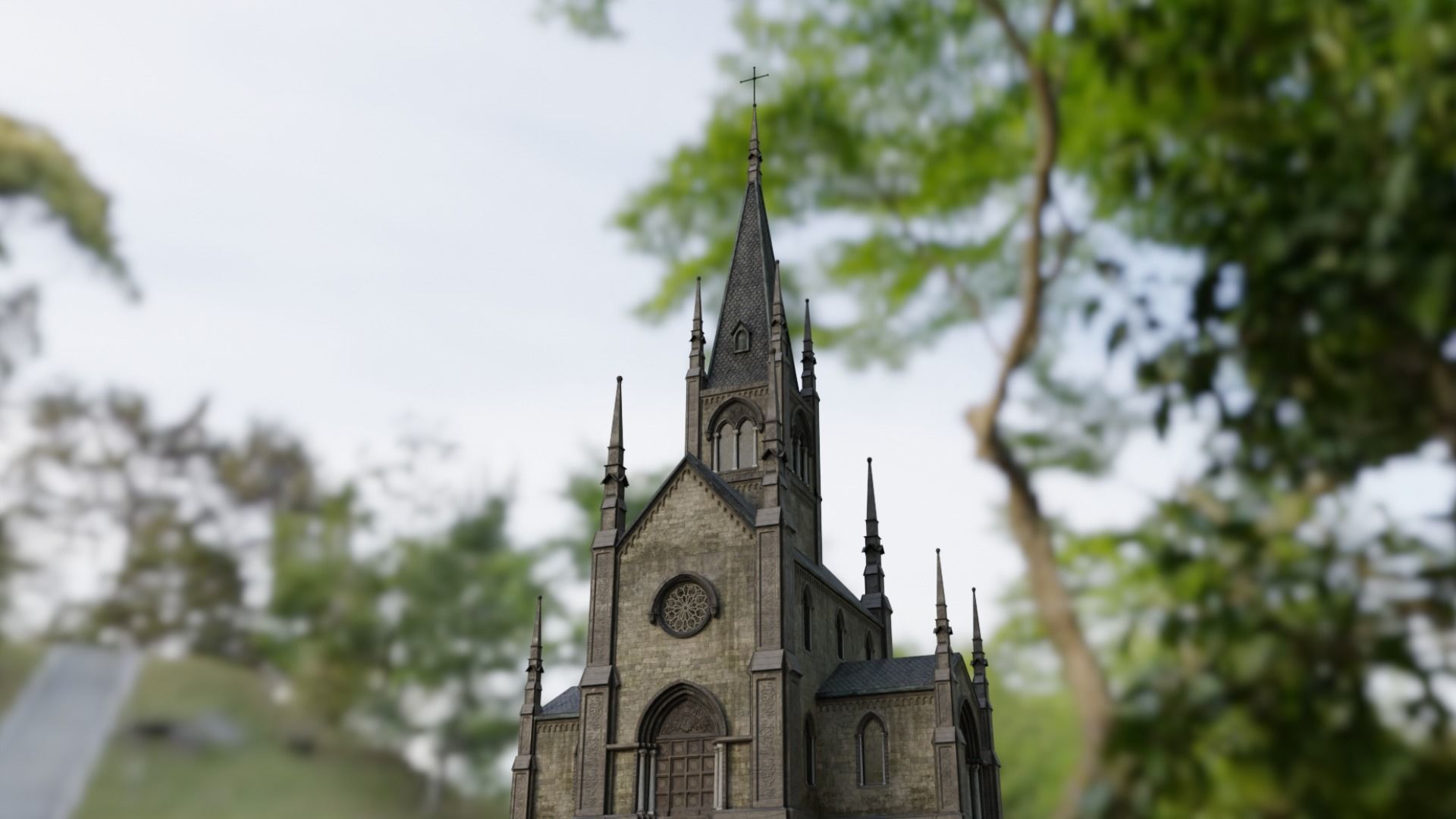 3D model Cemetery modular church VR / AR / low-poly | CGTrader