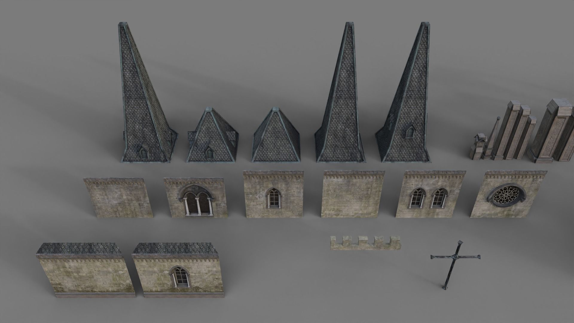 3D model Cemetery modular church VR / AR / low-poly | CGTrader