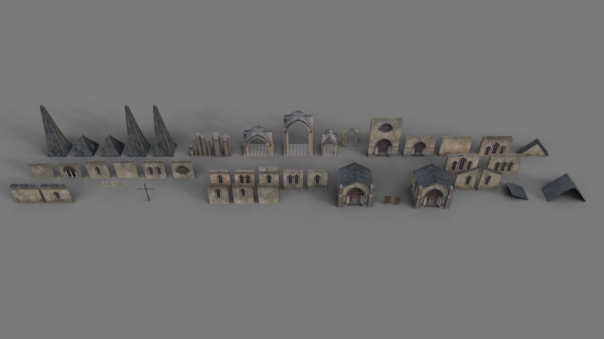 3D model Cemetery modular church VR / AR / low-poly | CGTrader