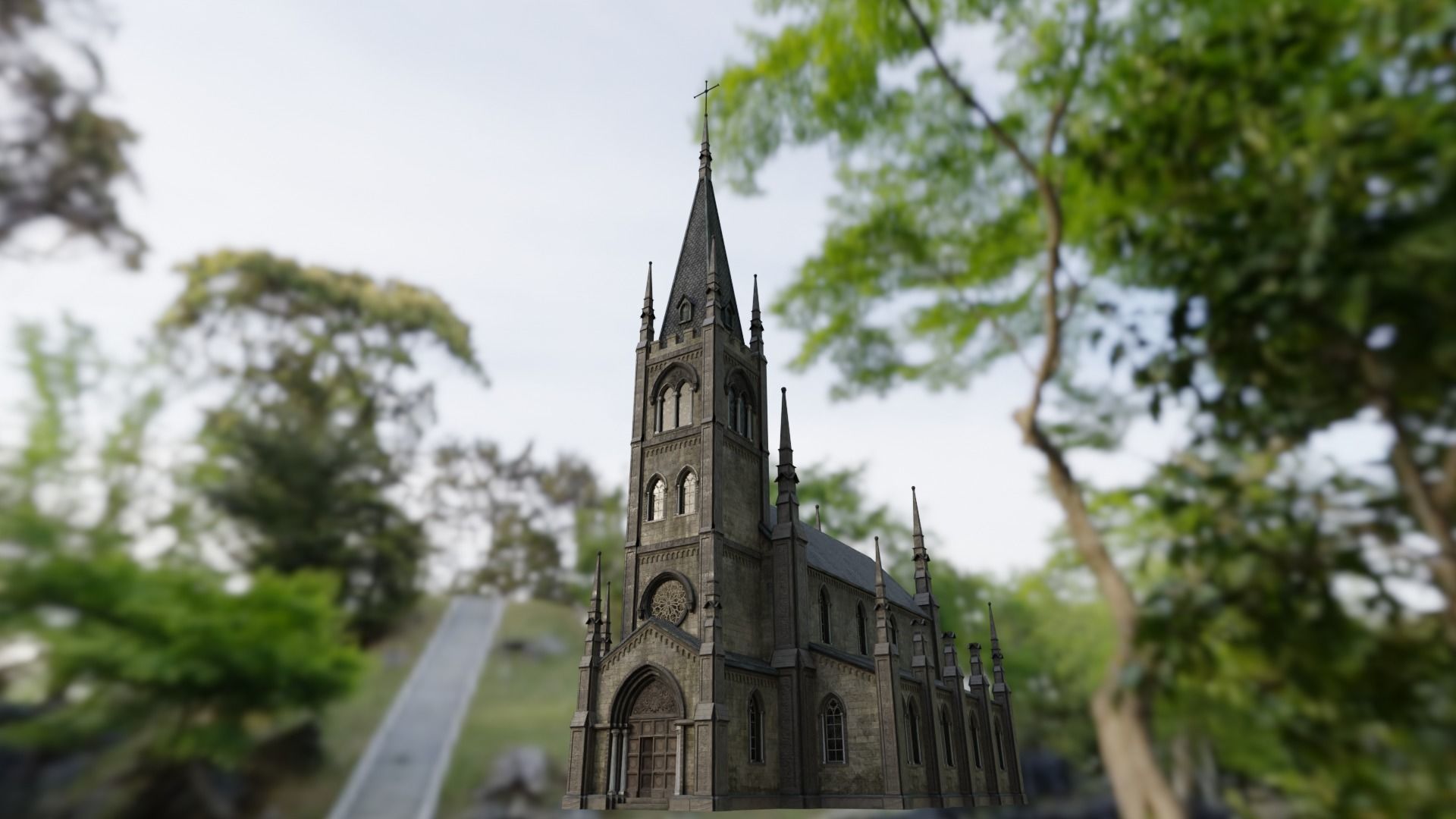 3D model Cemetery modular church VR / AR / low-poly | CGTrader
