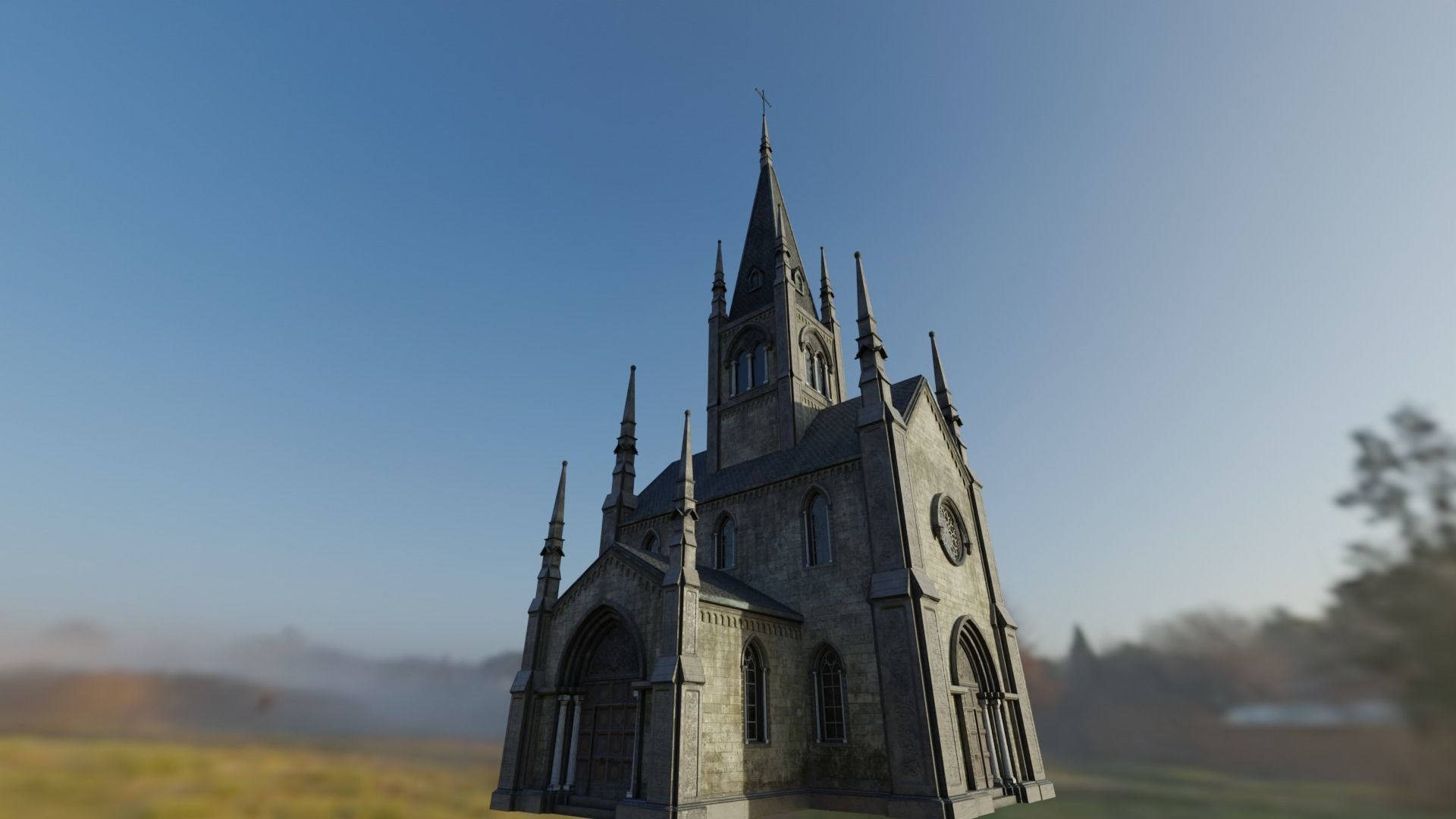 3D model Cemetery modular church VR / AR / low-poly | CGTrader