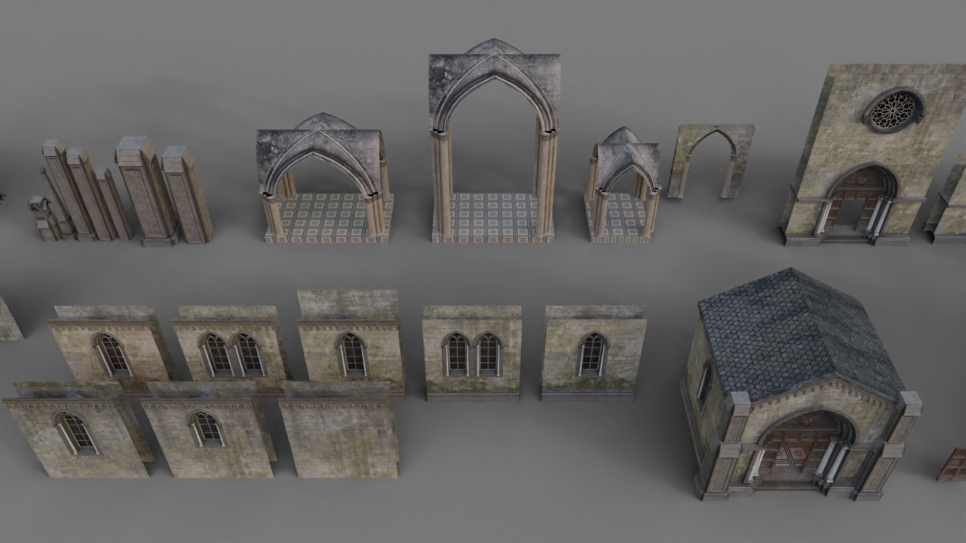 3D model Cemetery modular church VR / AR / low-poly | CGTrader