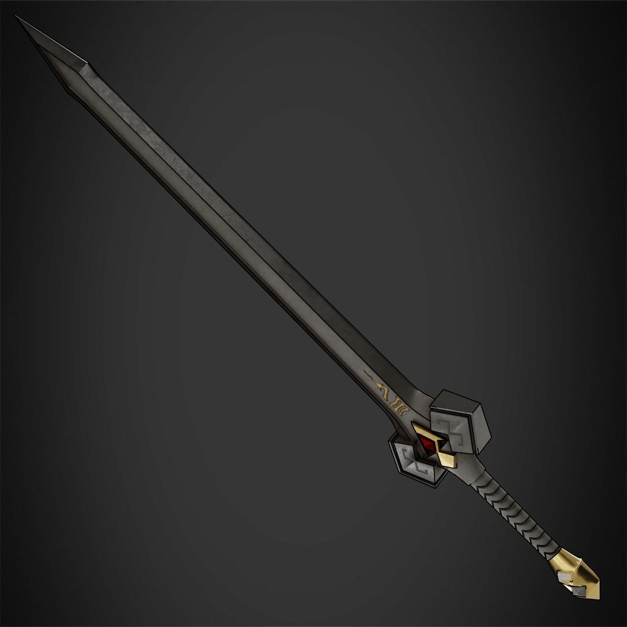 Genshin Impact Dark Iron Sword for Cosplay 3D model 3D printable | CGTrader