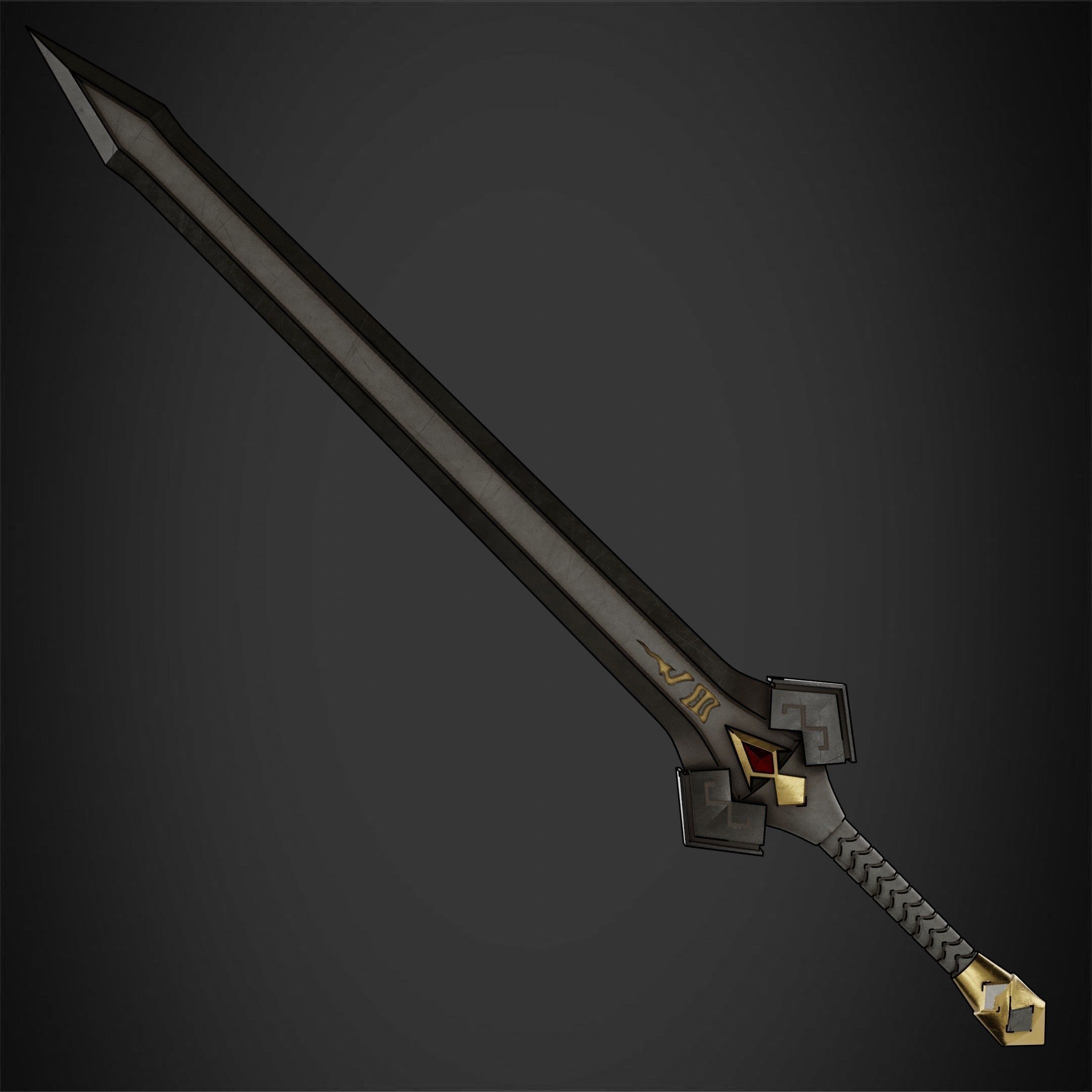 Genshin Impact Dark Iron Sword for Cosplay 3D model 3D printable | CGTrader