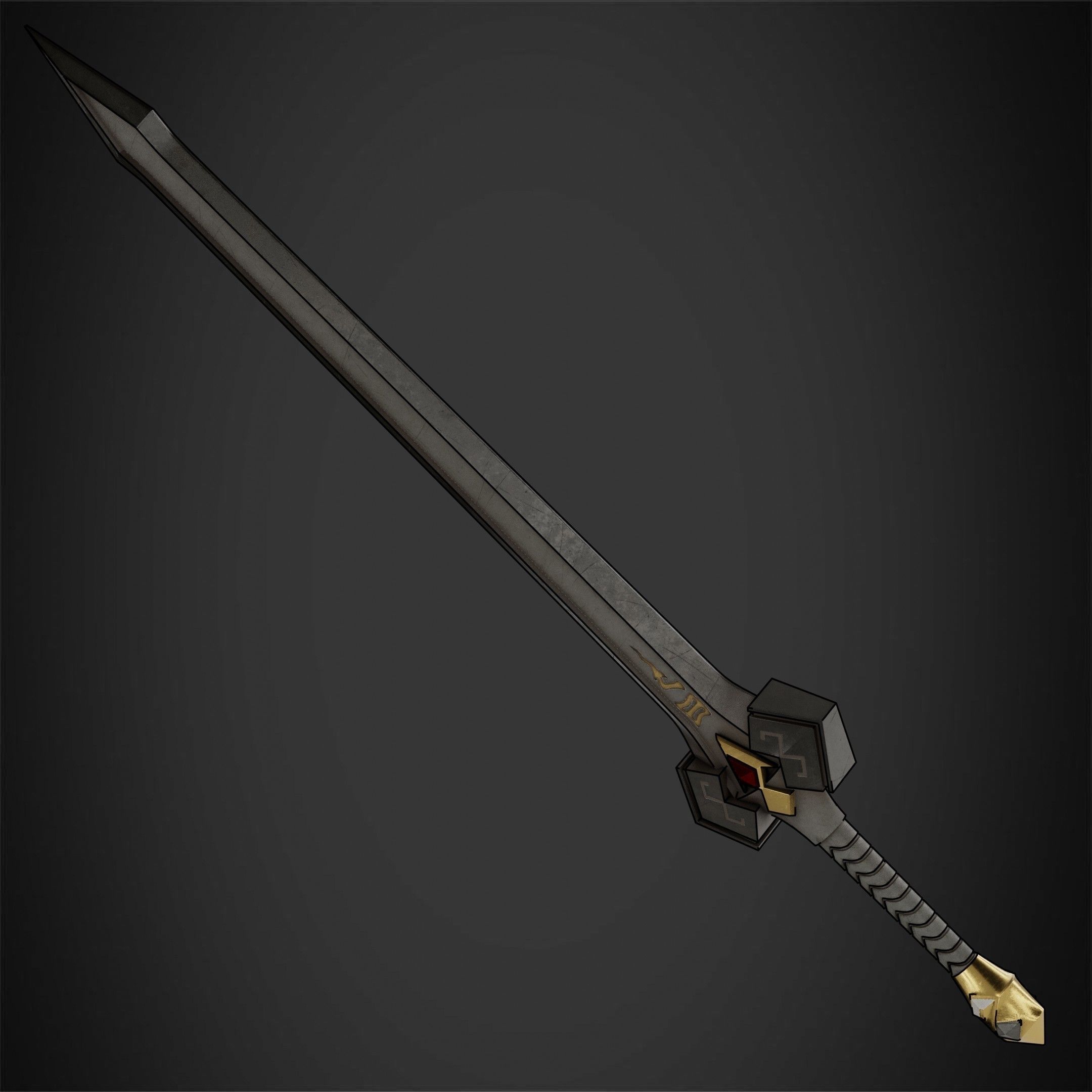 Genshin Impact Dark Iron Sword for Cosplay 3D model 3D printable | CGTrader