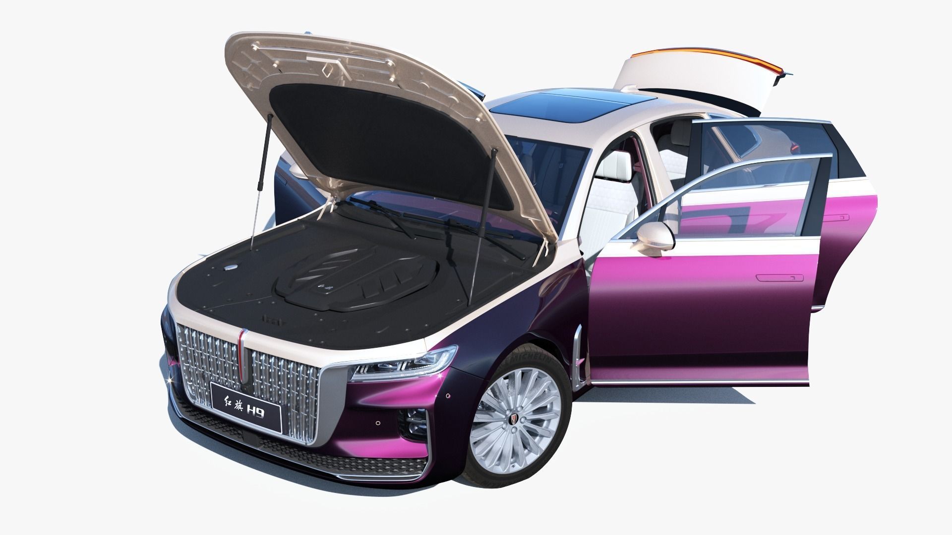 FAW Hongqi H9 2023 with interior 3D model animated rigged | CGTrader