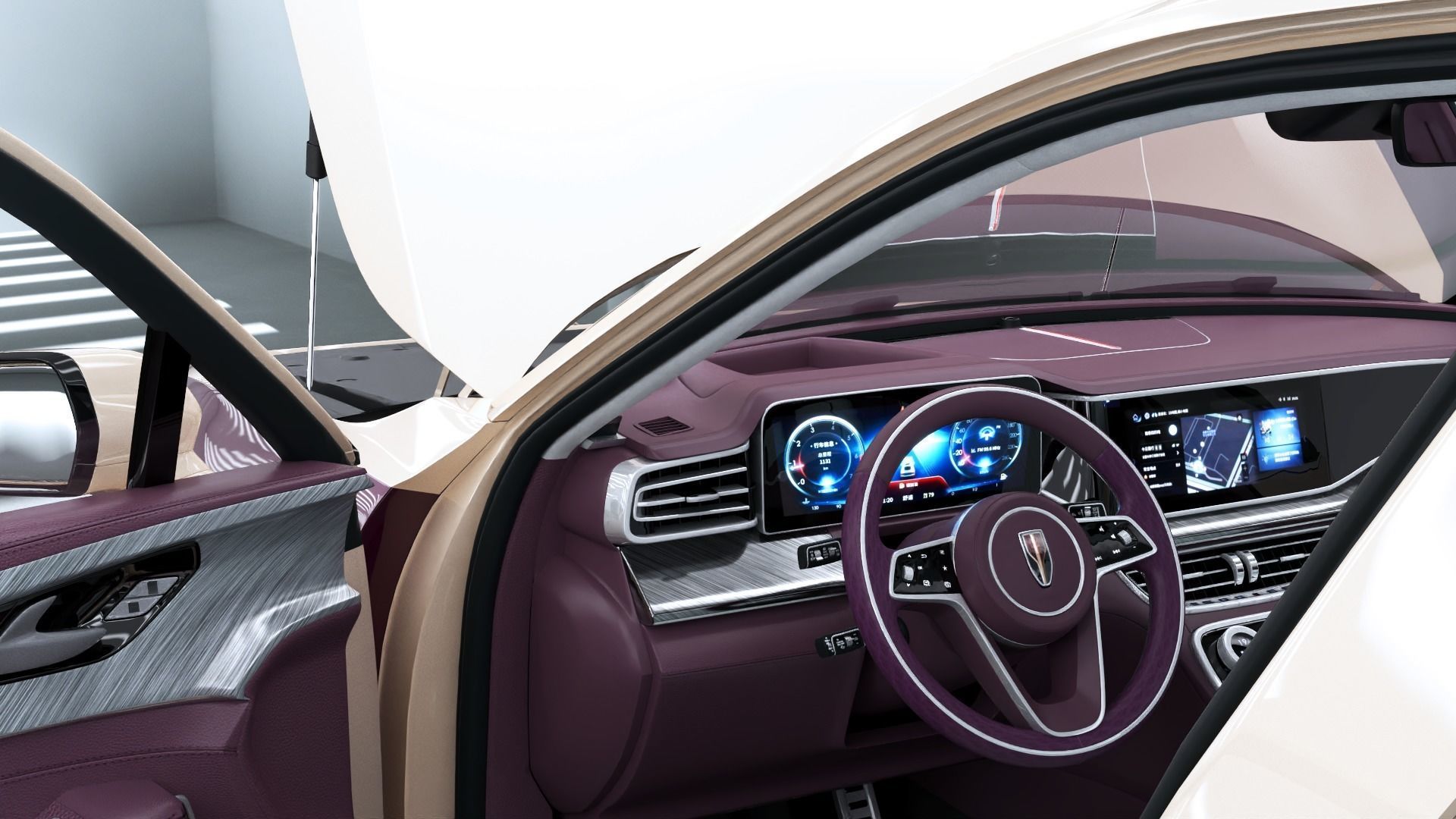 FAW Hongqi H9 2023 with interior 3D model animated rigged | CGTrader