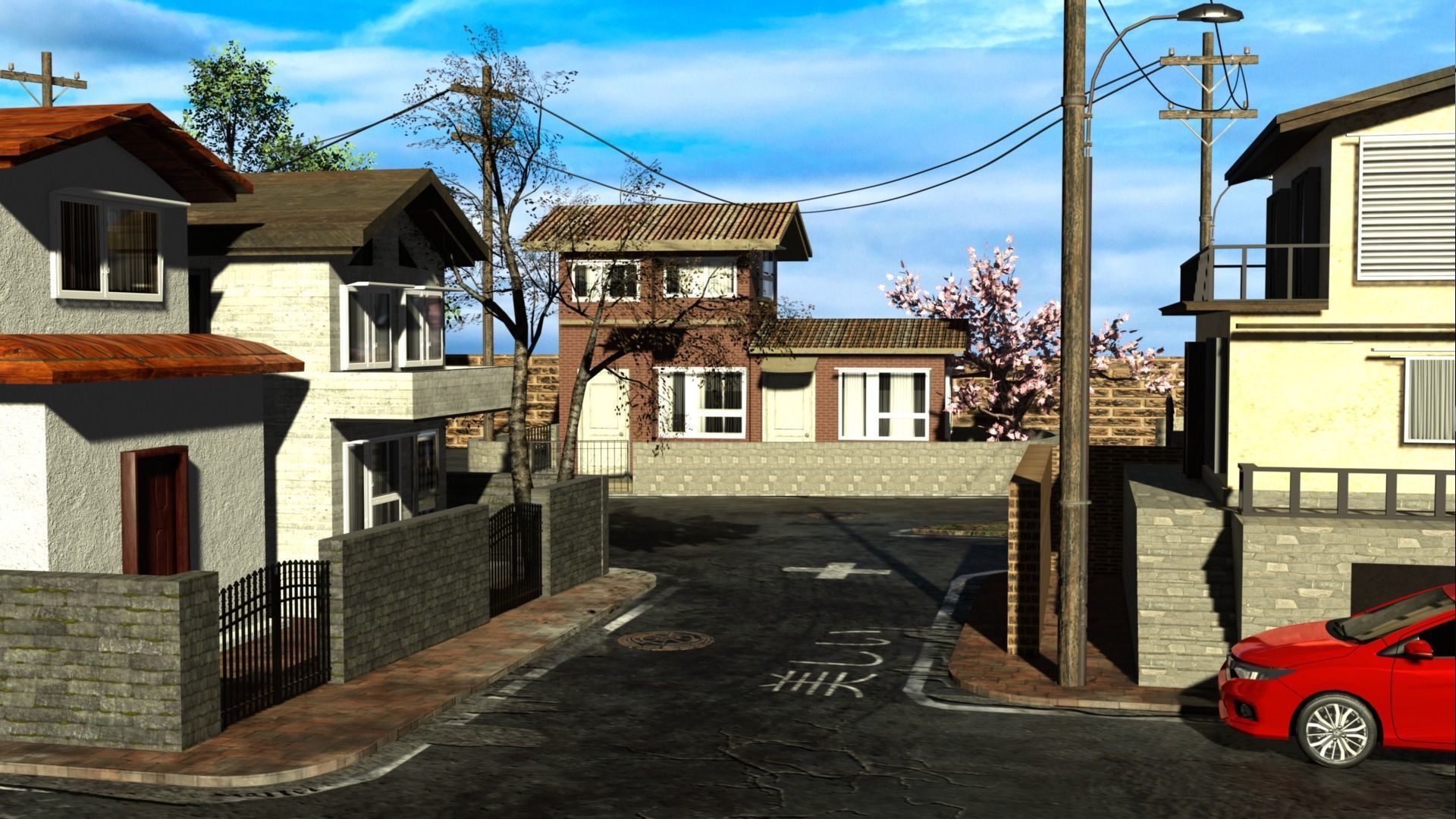 3D model Japanese Residential Neighborhood VR / AR / low-poly | CGTrader
